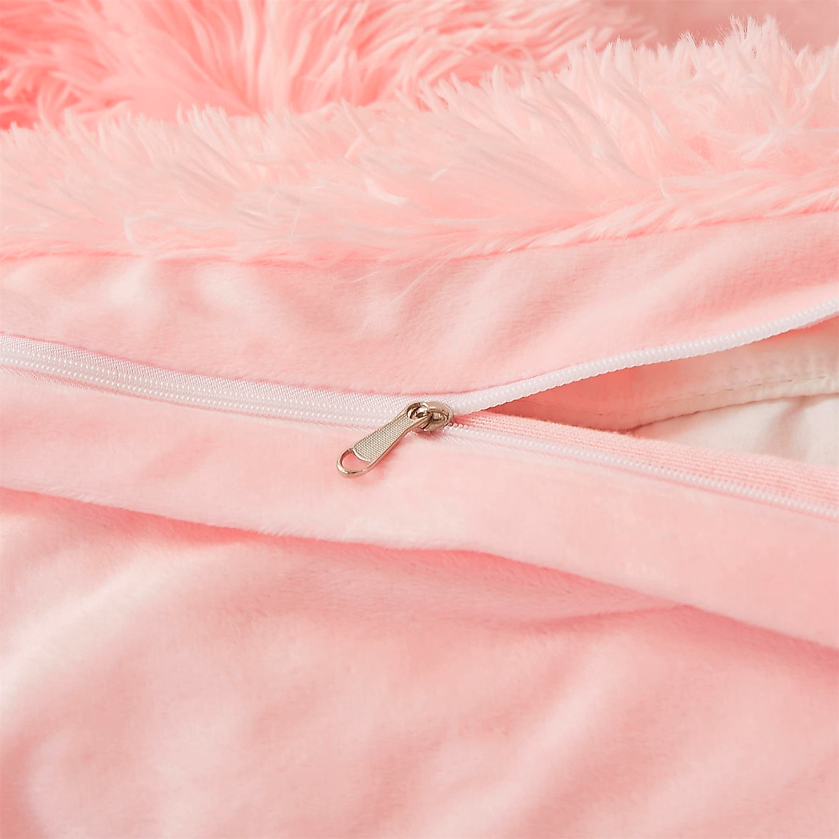 Fluffy Pink Twin Size Comforter Cover - Ultra Soft Plush Bedding Set With Faux Fur and Fuzzy Pillowcase for Girls Bedroom (Light Pink)