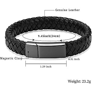 mingkejw Urn Bracelet for Ashes Cremation Jewelry for Women Men Cuff Bangle Braided Leather Wristband Mmeorial Bracelet Keepsake Jewelry,Black 24cm