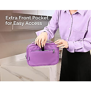 Luxtude Travel Jewelry Organizer Case PU Leather, Small Jewelry Storage Organizer Roll Bag for Women, Portable Large Capacity Jewelry Case for Necklaces, Earrings, Rings, Bracelets (Purple)