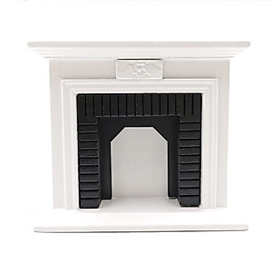 SXFSE Dollhouse Decoration Accessories,1:12 Dollhouse Miniature Furniture Room Wooden Vintage Black White Fireplace