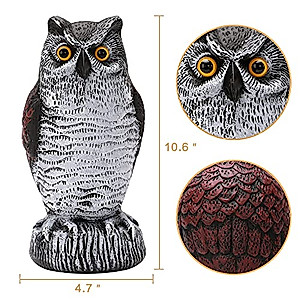 KKY 2 Packs Fake Plastic Owl Bird, Garden owl Statue,Can Repel Pigeons Away from The House, Garden, Pool.