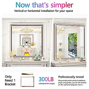 Vosuja36x36 Inch Bathroom Mirrors for Wall, Metal Framed Wall Mirrors with Non-Rusting Aluminum Alloy Metal Frame,Tempered Glass, Rectangle Wall Mounted Mirror (Horizontal/Vertical),Rose Gold
