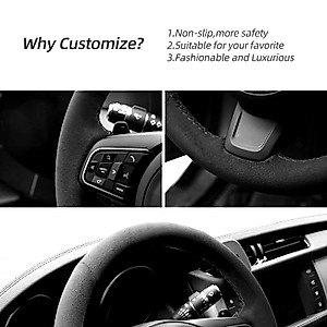 Alfanxi Hand Stitch Sewing Italy Alcantara Car Steering Wheel Cover Wrap Compatible with Jaguar F-PACE/F-Type/XE/XF (No Stripes)