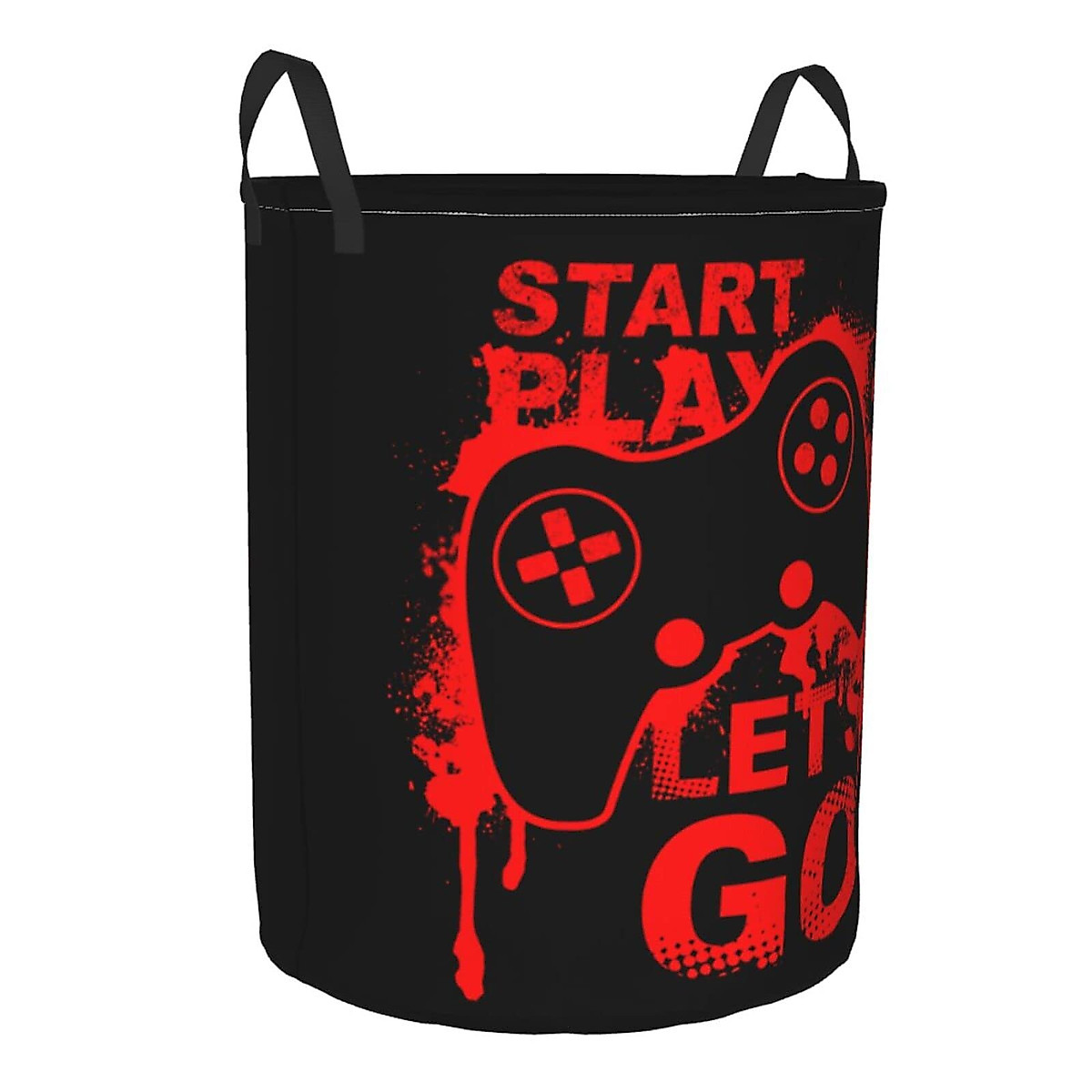 Gbuzozie Game Joystick Round Laundry Hamper Storage Basket Toys Clothes Organizer Bin For Home Bathroom Bedroom Dorm Nursery, 62l