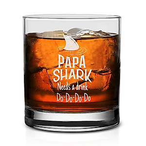 Papa Shark Needs A Drink Do Do Do Do Whiskey Glass - Gift for New Dad
