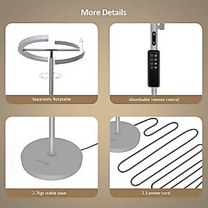 FIMEI Split Floor Lamp with Reading Light, Modern Bright LED Rotatable Standing Lamp with Stepless Dimming and 3000K-6000K Color for Living Room Bedroom Office, Touch and Remote Control, Gray