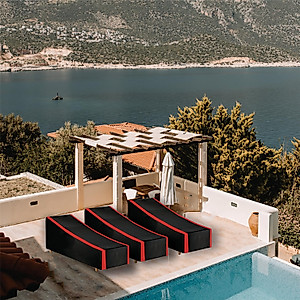 Chaise Lounge Covers Outdoor Waterproof, 600D Heavy Duty Patio Furniture Cover, Pool Lounge Chair Cover Fits up to 78L x 34W x 32H inches-2 Pack