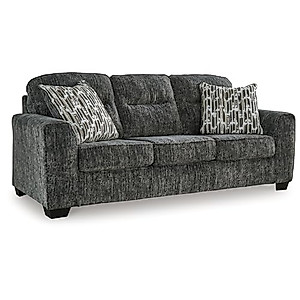 Signature Design by Ashley Lonoke Modern Sofa with 2 Accent Pillows, Gray