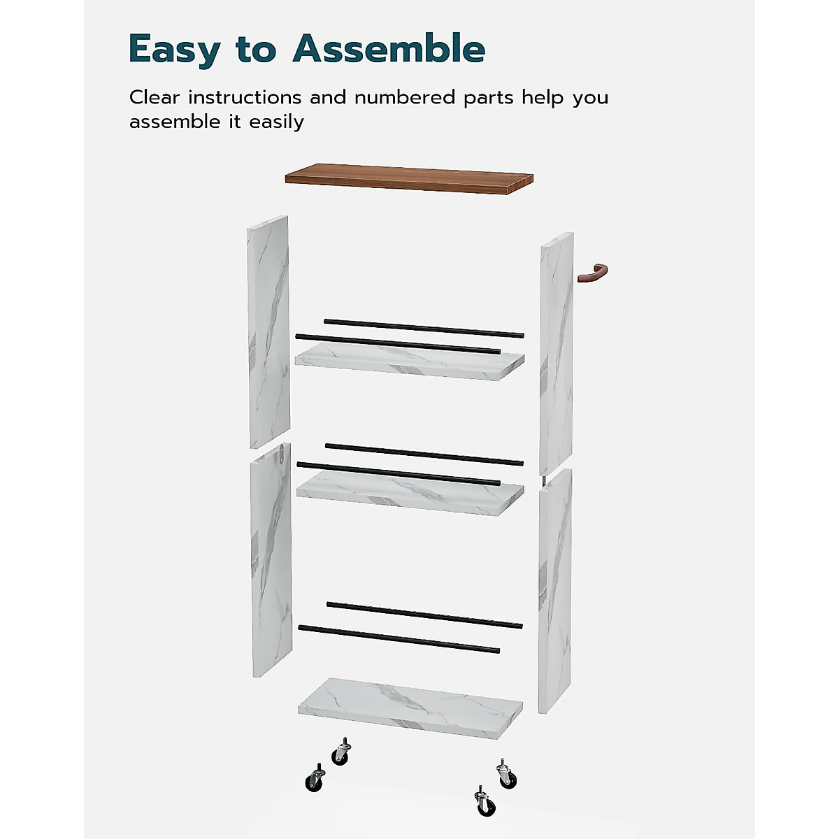 Frylr Slim Storage Cart - 6'' Wide Narrow Storage Cabinet for Small Spaces,Kitchen Carts on Wheels with Storage for Narrow Space on Bathroom, Laundry Room-33 inch Height(White)