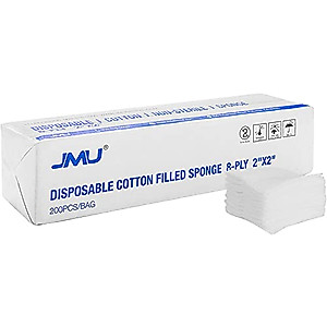 JMU Cotton Gauze Pads 2x2, 8-ply Woven Gauze Sponges, 200pcs Non-Sterile Surgical Sponges, Nonstick Dental Gauze Pads for First Aid Wound Dressing