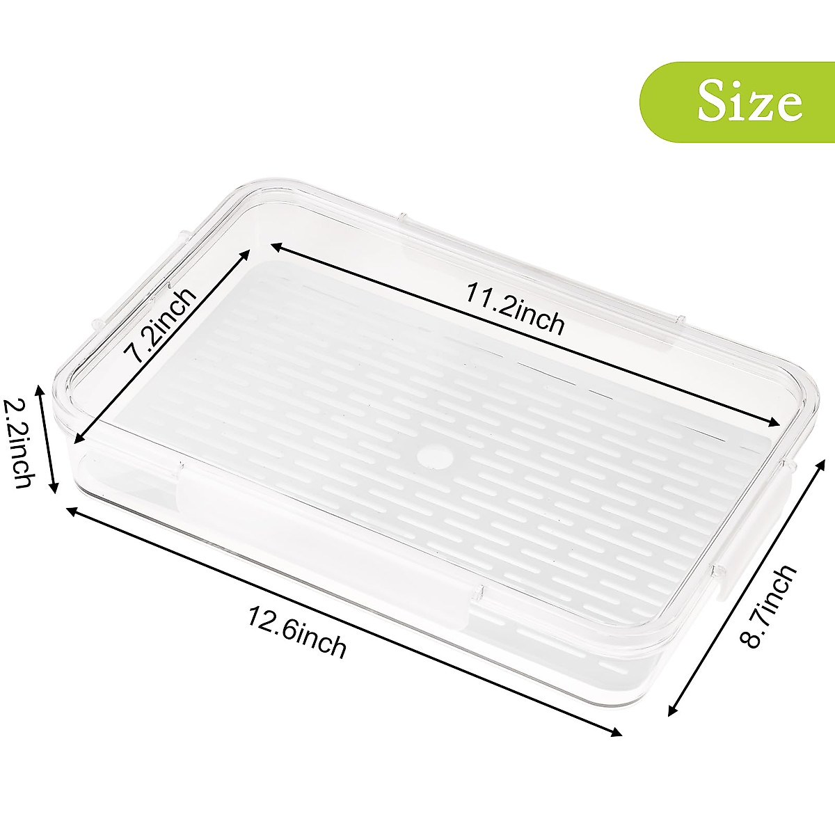 Moretoes 2.2L Fridge Organizer Refrigerator Organizer Bins with Lids Bacon Storage Container - Includes Drain Plate to Keep Bacon Fresh and Delicious