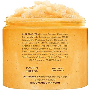 Brooklyn Botany Peach Bellini Honey Sugar Scrub for Body 20 oz – Deeply Hydrating and Gently Exfoliating Body Scrub for Women and Men – Moisturizing and Nourishing the Skin