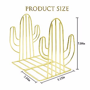Agirlgle Bookends Metal Book Ends Heavy Duty Modern Decorative Cactus Bookend Bookshelf Decor for Home Bedroom Library Office School Book Display Desktop Organizer Decorative for Adults & Kids Gift