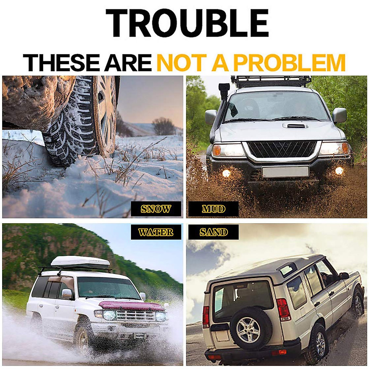 Snow Chains Anti Slip Snow Chains Emergency Anti-Skid Snow Mud Tire Chains for Cars/SUV/ATV/Trucks, Adjustable 10pcs Car Security Chains with Free Snow Shovel and Gloves