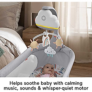 Fisher-Price Rainbow Showers Bassinet to Bedside Mobile, Tabletop Soother and Nursery Sound Machine for Newborn Baby to Toddler