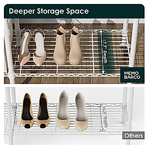 Memobarco Clothes-Rack, Metal Clothing-Rack, Heavy Duty Rolling Garment Rack with 4 Tiers Wire Shelving, 3 Hanging Rods & 2 Storage Drawers, Freestanding Portable Closet Wardrobe, White