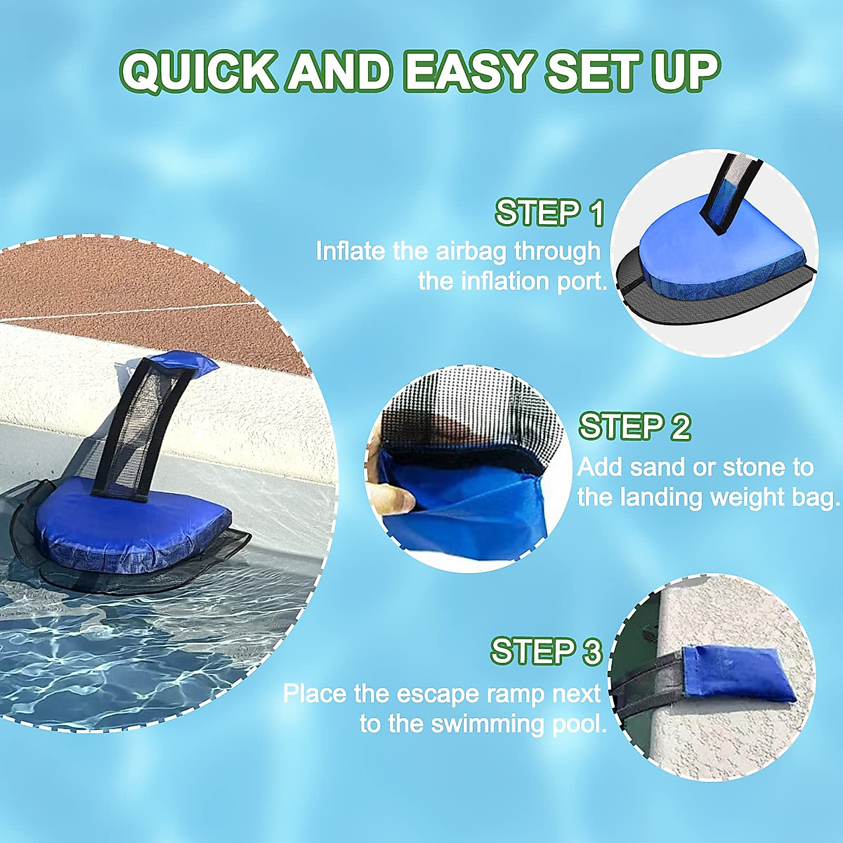 AOYEVGS Pool Ramp for Animals to Escape, Pool Animal Critter Saving Escape Ramp for Pool, Pool Frog Saver, Saving Critters, Frogs, Mices, Lizards, Ducks, Birds (1-Pack, Blue)