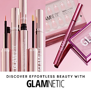 Glamnetic Press On Nails - Rose | Short Almond Rosy-Pink Nails with a Mesmerizing Metallic Finish | 15 Sizes - 30 Nail Kit with Glue