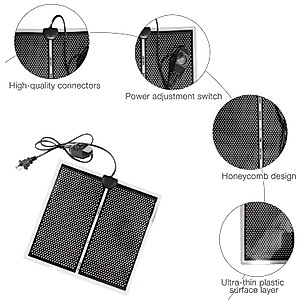 KABASI Reptile Heating Pad with Temperature Adjustment, 14W Waterproof Reptile Heat Mat Under Tank Pad for Reptiles Tortoise Snakes Lizard Gecko Hermit Crab Turtle Amphibians, 11x11 in