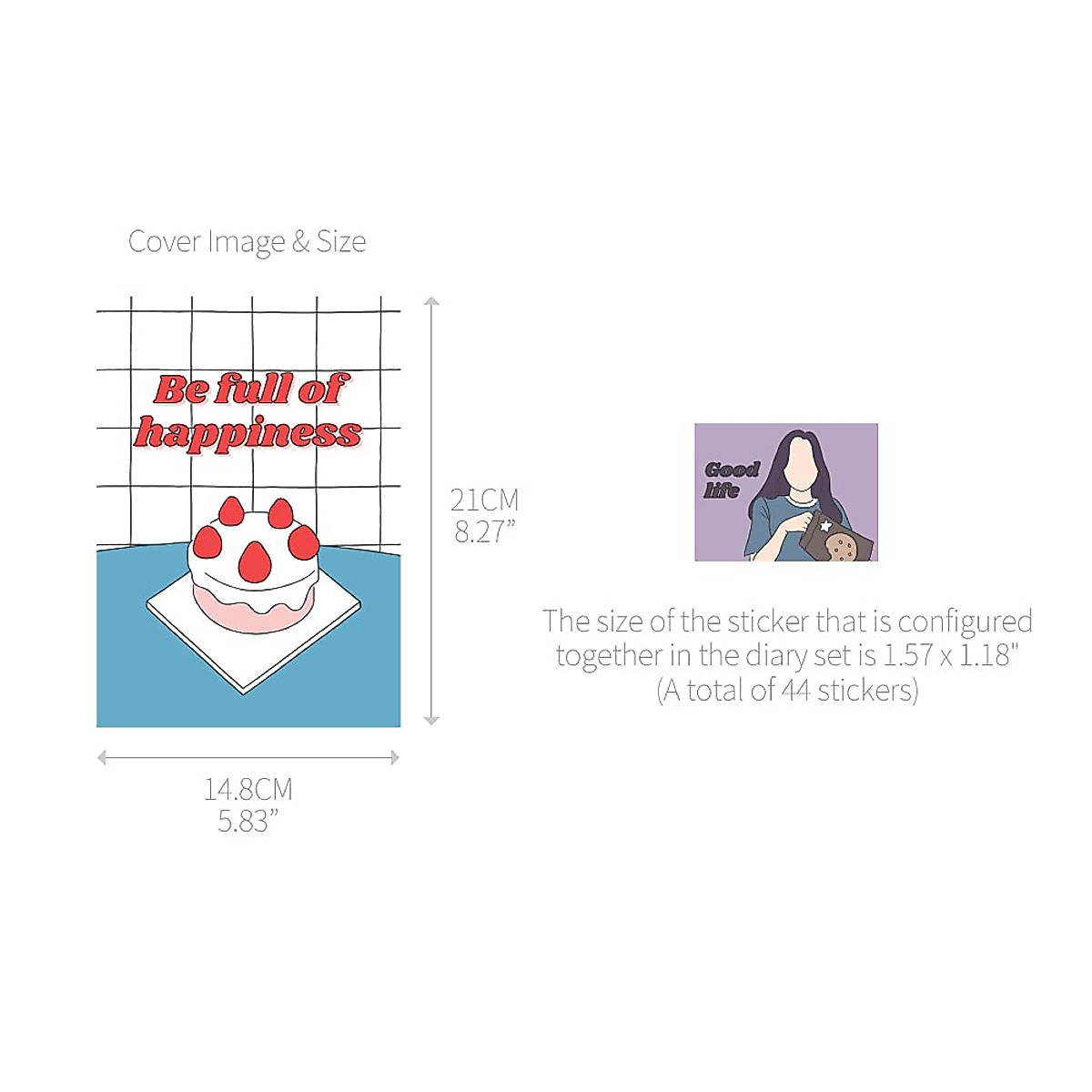 Monolike A5 FALL IN NEWTRO Ver.2 Diary Set, Be full of happiness - Academic Planner Weekly & Monthly Planner with PVC Cover, Zipper bag, Sticker
