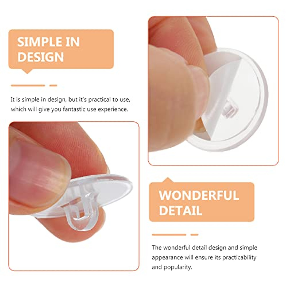 Cabilock 100pcs Decorations Coat Outdoor Heavy U Suction Self Kitchen Seamless Transparent Suspension Drop Hooks , Binding Clear Plastic .cm with Adhesive Disc Ceiling Holders