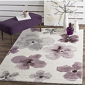 SAFAVIEH Adirondack Collection 4' x 6' Ivory / Purple ADR123L Floral Watercolor Non-Shedding Living Room Bedroom Accent Rug