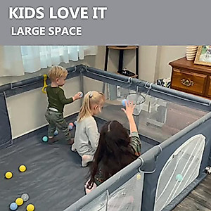 Extra Large Baby Playpen(79x63x26inch),Packable & Portable Play Pens for Babies and Toddlers, Baby Play Yards with Balls, Kids Indoor & Outdoor Activity Center, Baby Fence with Breathable Mesh