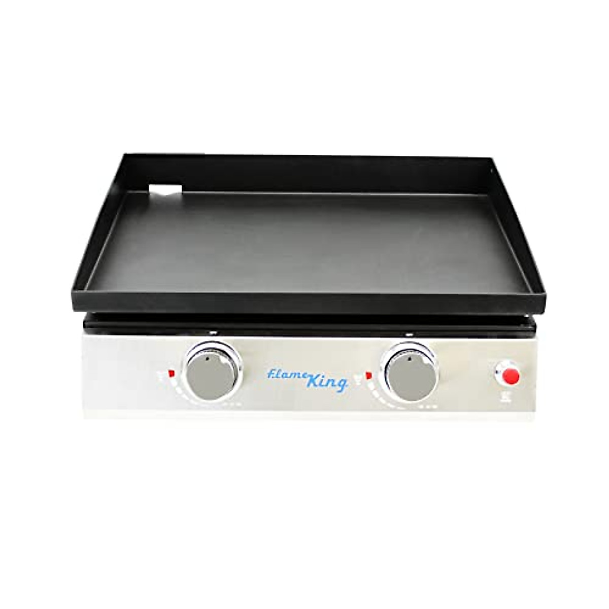 Flame King YSNFM-HT-120DB Double Burner Flat Top Outdoor BBQ Grill, Portable Propane Gas Griddle for Camping and Tailgating, 22 inches, Black