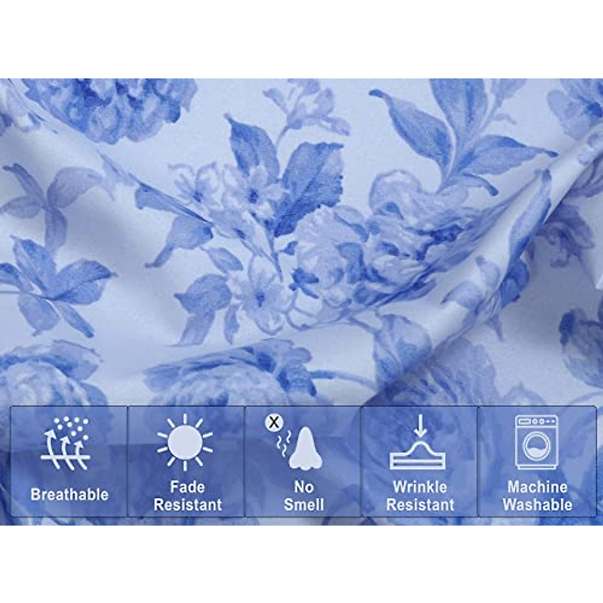 RUVANTI Silky Soft Queen Sheet Set - 4 Pieces Luxury Sheets for Queen Size Bed - All Season Breathable Bed Sheets - 15" Deep Pocket Snug Fit Sheets - Cozy & Comfy Hotel Sheets - Blue Floral