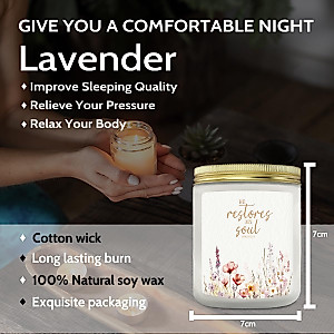 Christian Gifts for Women, Christian Lavender Candle, He Restores My Soul Christian Scented Candles, Religious Gifts for Women Christian, Christian Home Room Decor, Boho Floral Jar Candles