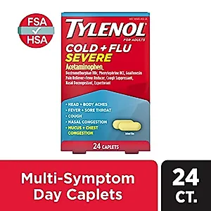 Tylenol Cold + Flu Severe Medicine Caplets for Fever, Pain, Cough & Congestion, 24 ct.
