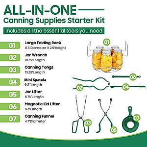HOMKULA Canning Supplies Starter Kit - Canning Kits Set for Beginners, Canning Tools, Canning Accessories, Canning Equipment, Dishwasher Safe, Food Grade, Green