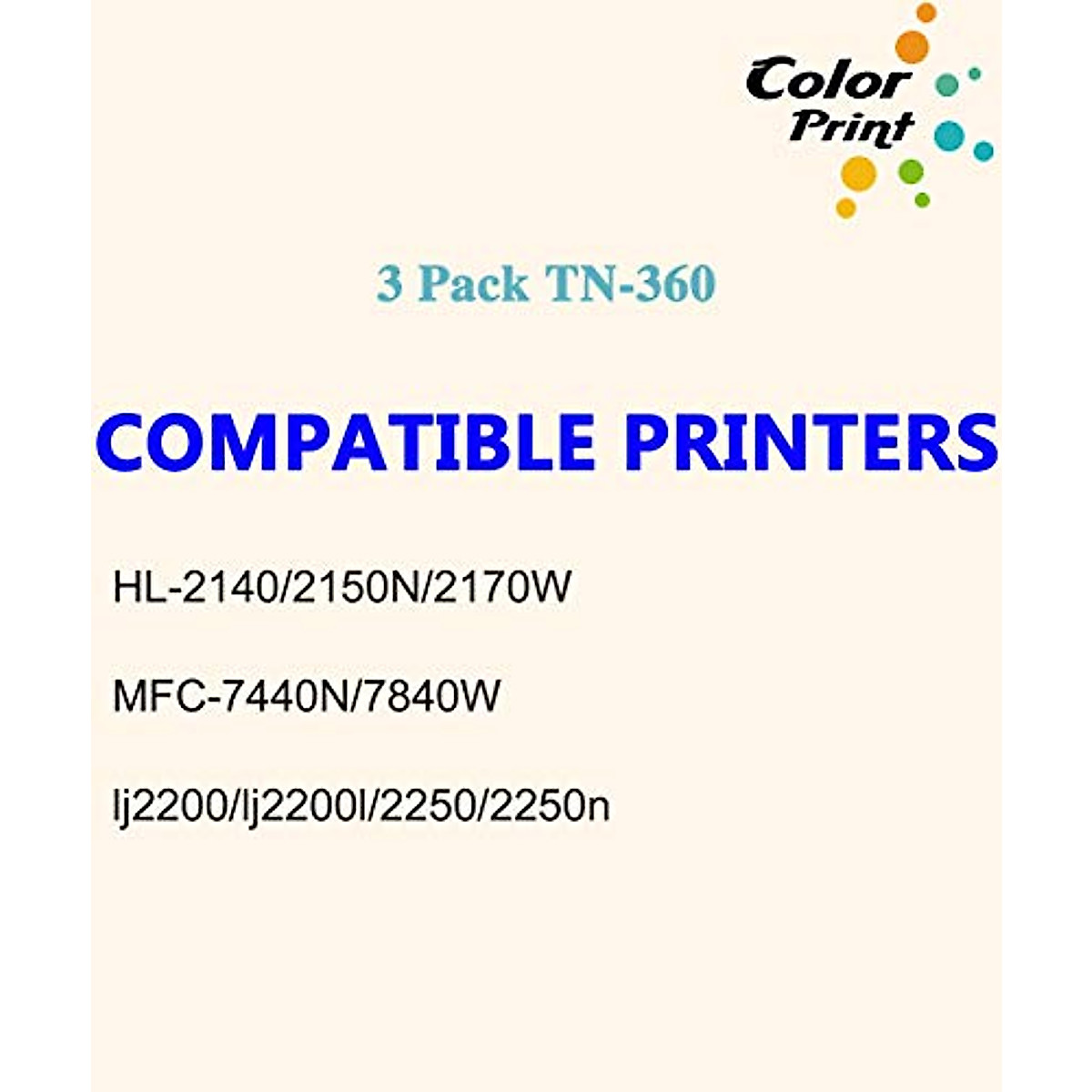 3-Pack ColorPrint Compatible TN360 Toner Cartridge Replacement for Brother TN360 TN330 TN-330 Work with HL-2140 HL-2170W MFC-7340 MFC-7440N MFC-7345N MFC-7840W DCP-7030 DCP-7040 Printer (Black)