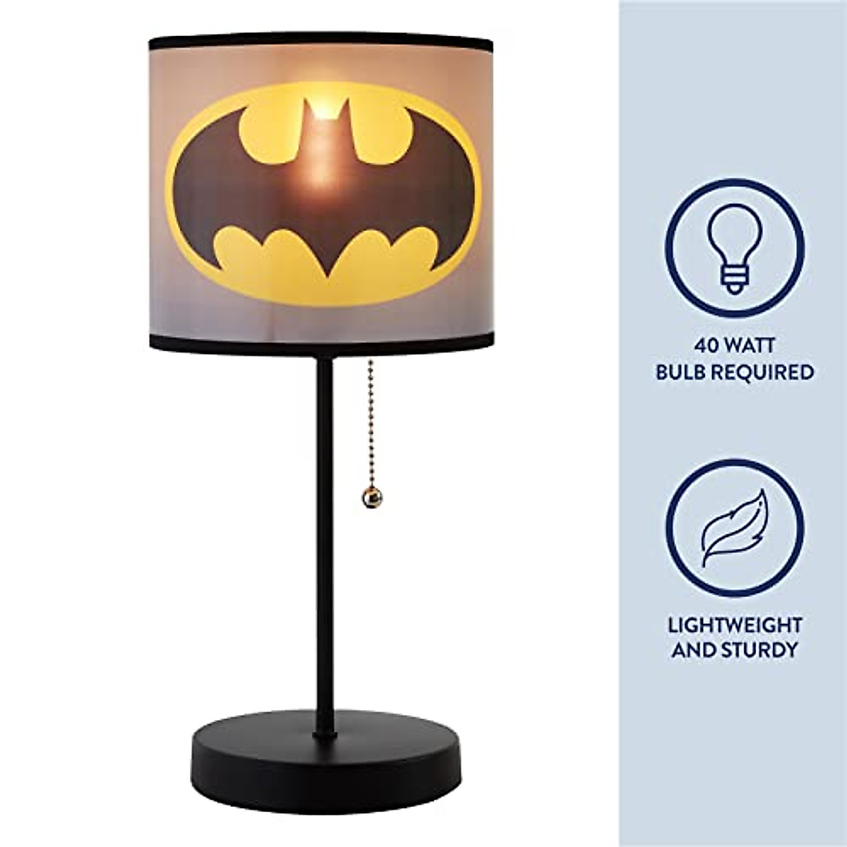 Warner Brothers Batman Stick Lamp, Metal, Gray