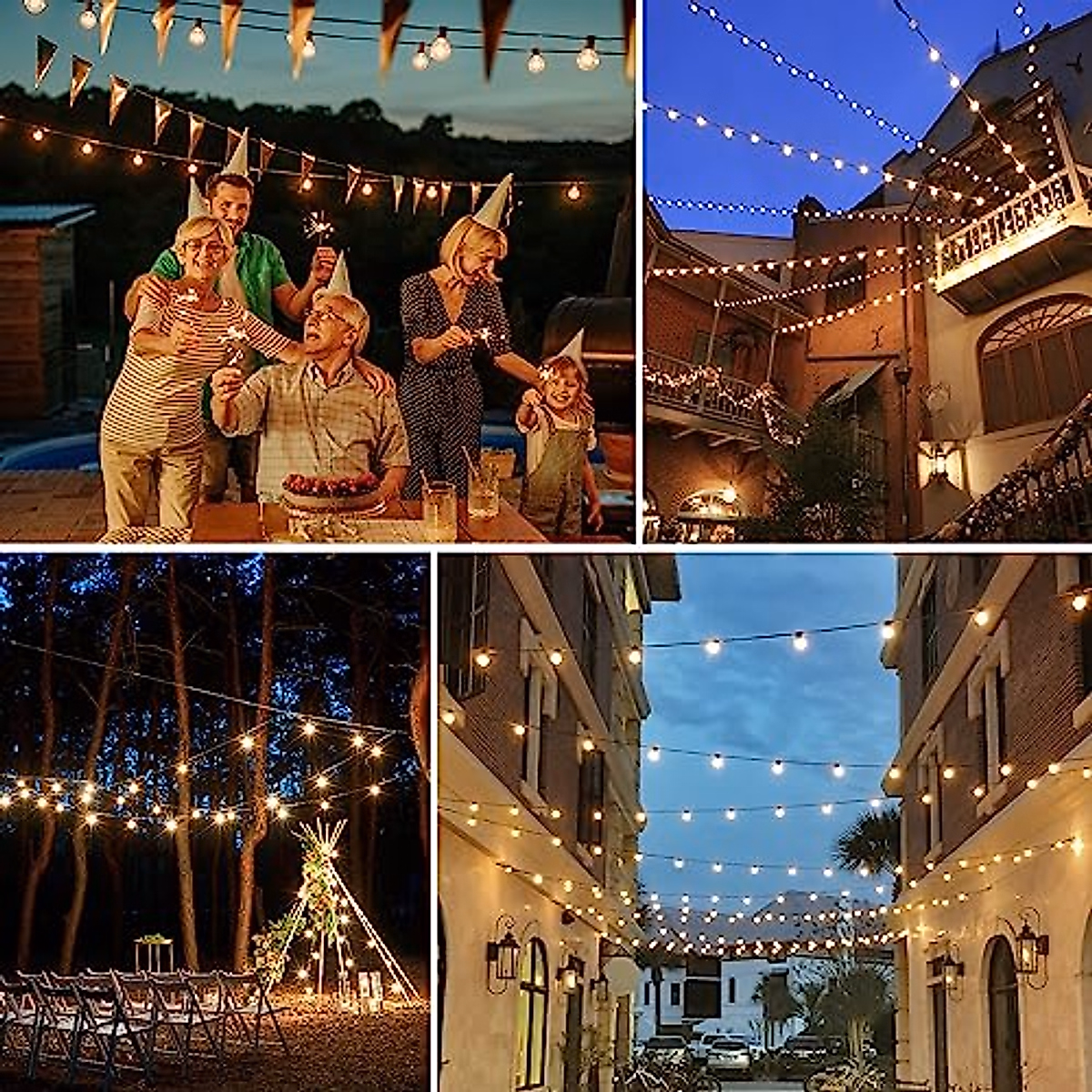 Dott Arts Solar String Lights - 100FT, 52 Bulb Globe Outdoor Solar Lights with Remotes, Dimmable for Patio, Backyard, Garden, Porch, Party