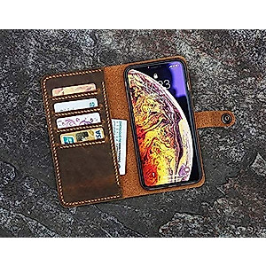 Personalized leather Wristlet iPhone 15 14 13 12 Pro Max wallet case/distressed leather iPhone 14 plus 13 12 mini wallet cover IP05MW-B