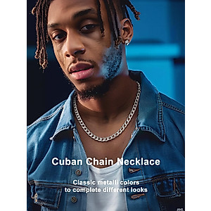 Silver Curb Chain 9mm Chain Stainless Steel Choker Necklace Mens Father's Day Gift