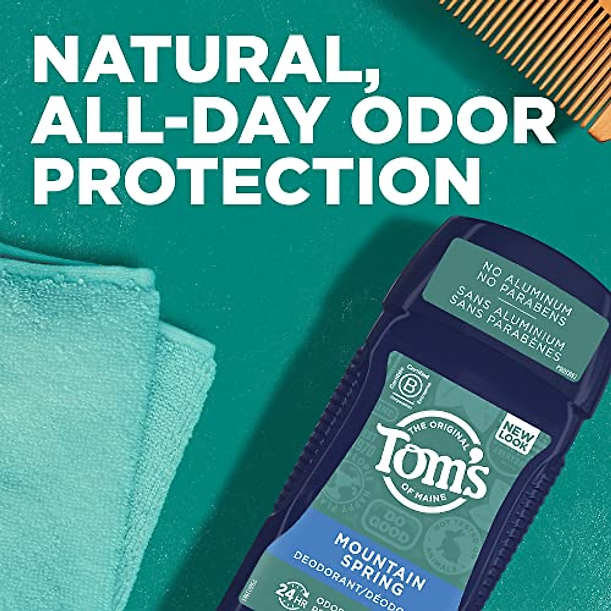 Tom's of Maine Long-Lasting Aluminum-Free Natural Deodorant for Men, Mountain Spring, 2.8 oz. 3-Pack (Packaging May Vary)