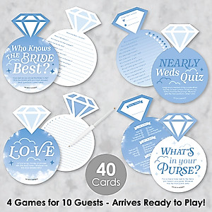 Big Dot of Happiness On Cloud 9-4 Bridal Shower Games - 10 Cards Each - Who Knows The Bride Best, Bride or Groom Quiz, Whats in Your Purse and Love - Gamerific Bundle