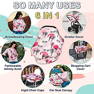 Multi Use Nursing Breastfeeding Cover Scarf, Car Seat Canopy by Busy Monkey, Shopping Cart, High Chair, Stroller and Carseat Covers for Boys and Girls-Infinity Stretchy Shawl, Baby Shower-Llama