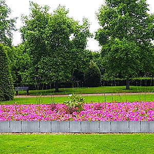 MECCANIXITY Garden Fence Stone Effect 9.8x9.1 Inch, Plastic Decorative Fencing Path Garden Border Edging for Patio Landscape Pathway, Overall 196 Inch Length, Grey Pack of 20