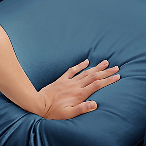 Pingliang Home Modern Accent Chair, Velvet Living Room Arm Chair with High Backrest and Wooden Legs, Comfy Reading Chair for Living Room Bedroom Small Space, Blue