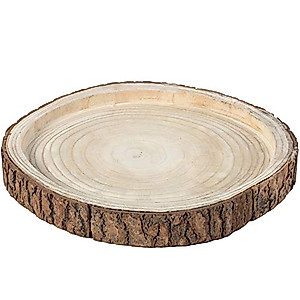 Wood Tree Bark Indented Display Tray Serving Plate Platter Charger - 16 Inch Dia