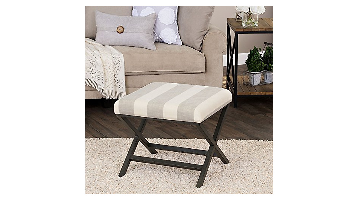 Homepop Modern Square Ottoman with Metal X Base - Stylish & Durable
