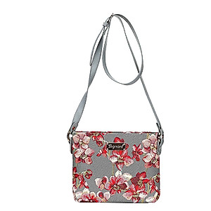 Signare Tapestry Crossbody Bag Shoulder Purse for Women In Orchid Grey and Red Design (XB02-ORC)