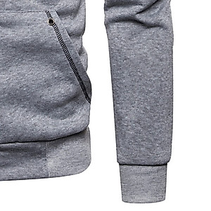 Maiyifu-GJ Men's Full Zip Casual Hoodies Long Sleeve Sports Hooded Sweatshirt Lightweight Pullover Hoodie with Kanga Pocket (Light Grey,XX-Large)