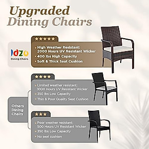 IDZO Lithe Upgraded Wicker Outdoor Dining Chairs Set of 4, 400 lbs Capacity, 2000 Hours UV Protection, Powder-Coated Steel Frame, Removable Seat Cushions, Weather-Resistant Patio Furniture Set