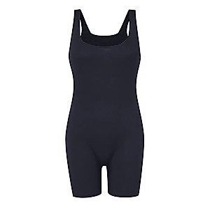 anuyalue Womens Yoga Romper Bodysuit for Women Tummy Control Ribbed Jumpsuit Sleeveless Seamless One Piece Bodycon Shapewear Workout Sets Women, A01-navy, 3X-Large