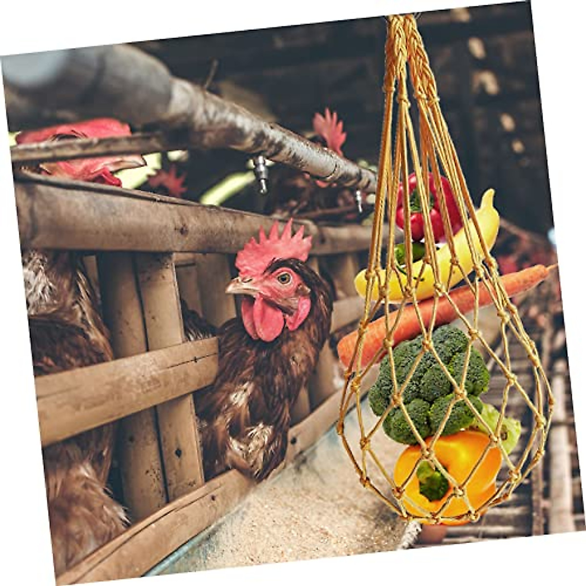YARNOW Large Vegetable Duck Cabbage Supplies Holder Net Yellow Treating Chicken Bag Poultry Skewer S Parrot Hanging Foraging Cocks Birds Pet for Tool Feed Feeder Food Feeding Cotton