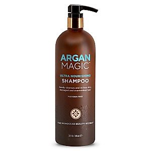 Argan Magic Ultra Nourishing Shampoo - Argan Oil and Antioxidants to Nourish and Restore Damaged and Over-Processed Hair Types | Made in USA, Paraben Free, Cruelty Free (32 oz)